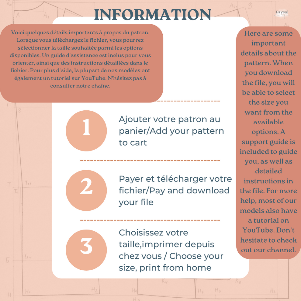 Patron de couture PDF – Haut à nouer SIA (tailles 34-56) | Instruction ...